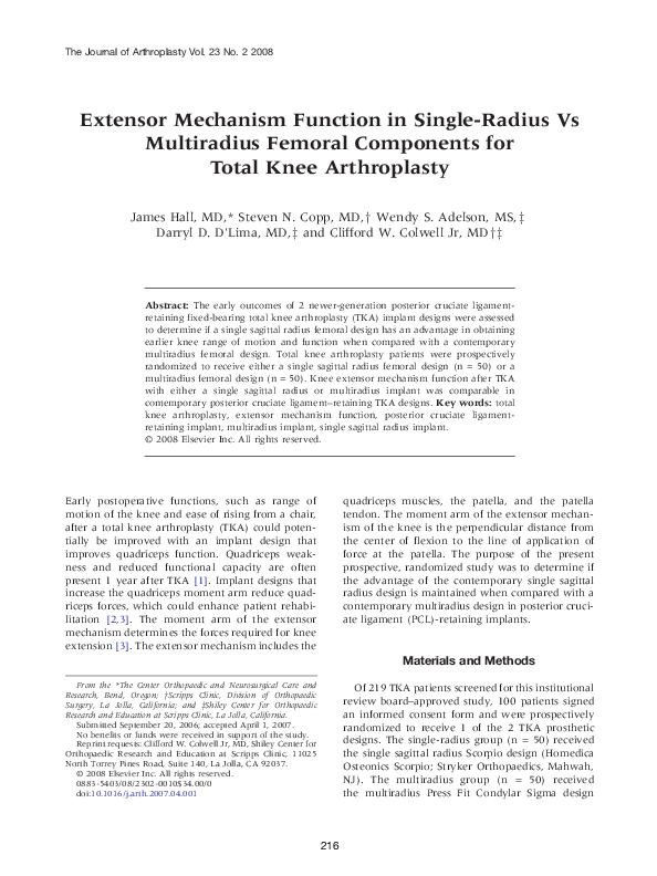 (PDF) Extensor Mechanism Function in Single-Radius Vs Multiradius ...