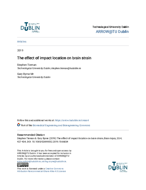 (PDF) The effect of impact location on brain strain