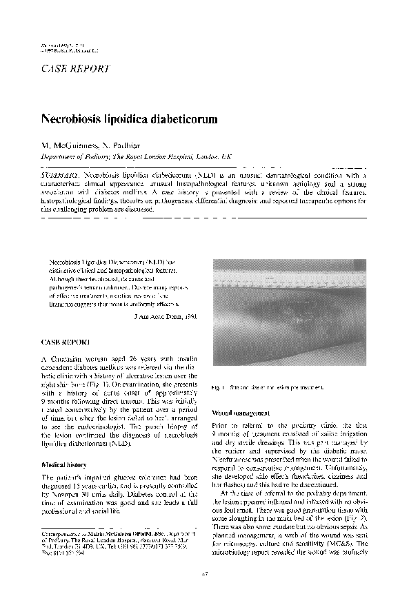 (PDF) Necrobiosis lipoidica diabeticorum