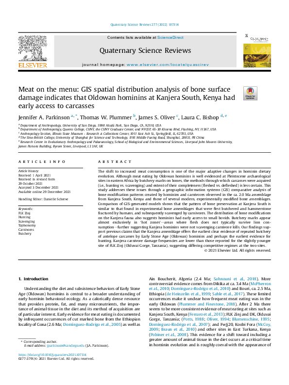 (PDF) Meat on the menu: GIS spatial distribution analysis of bone ...