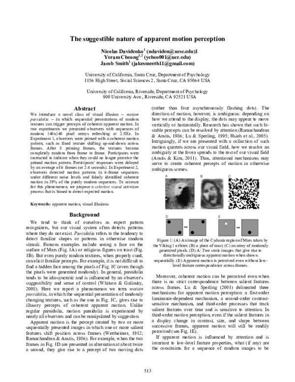 (PDF) The suggestible nature of apparent motion perception