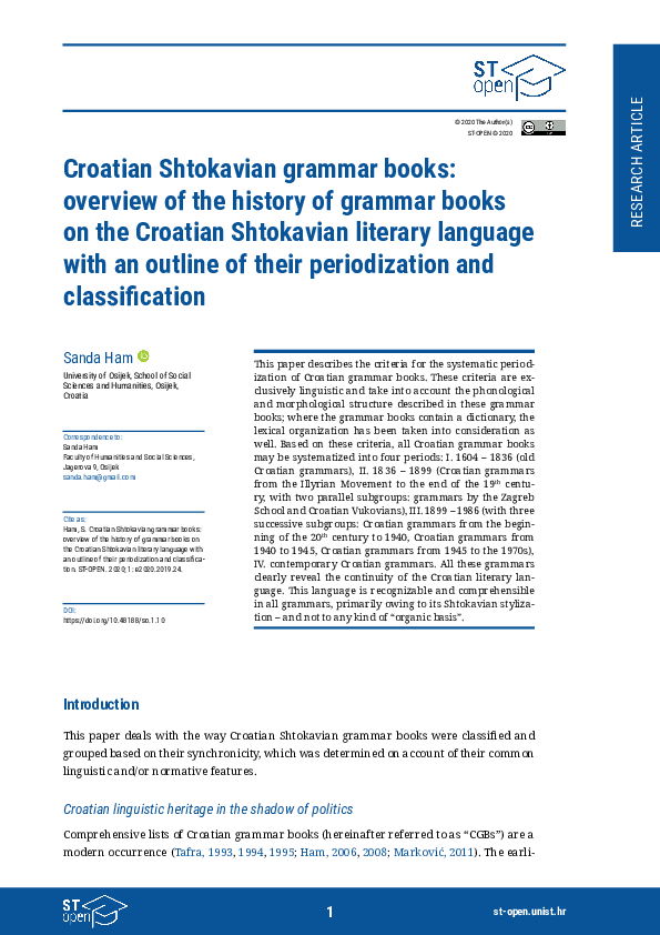 (PDF) Croatian Shtokavian grammar books