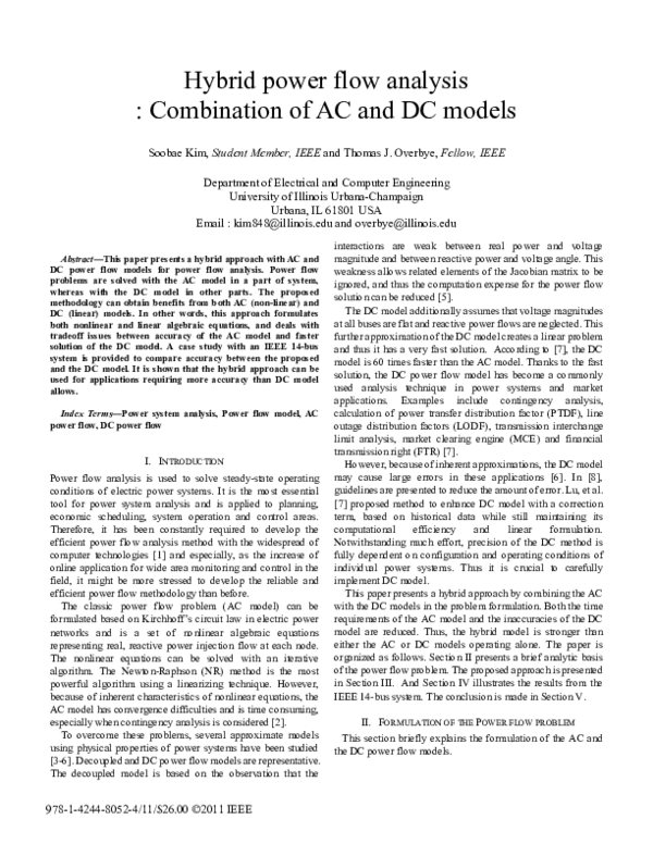 (PDF) Hybrid power flow analysis: Combination of AC and DC models