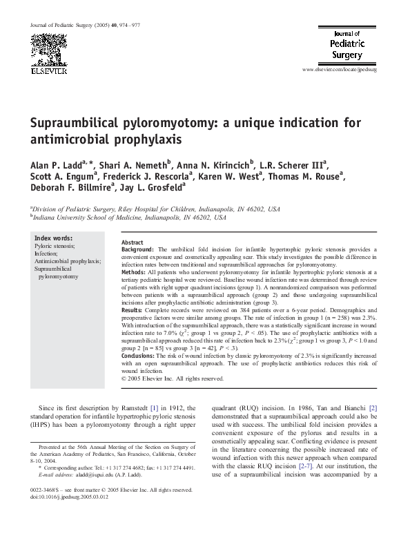 (PDF) Supraumbilical pyloromyotomy: a unique indication for ...