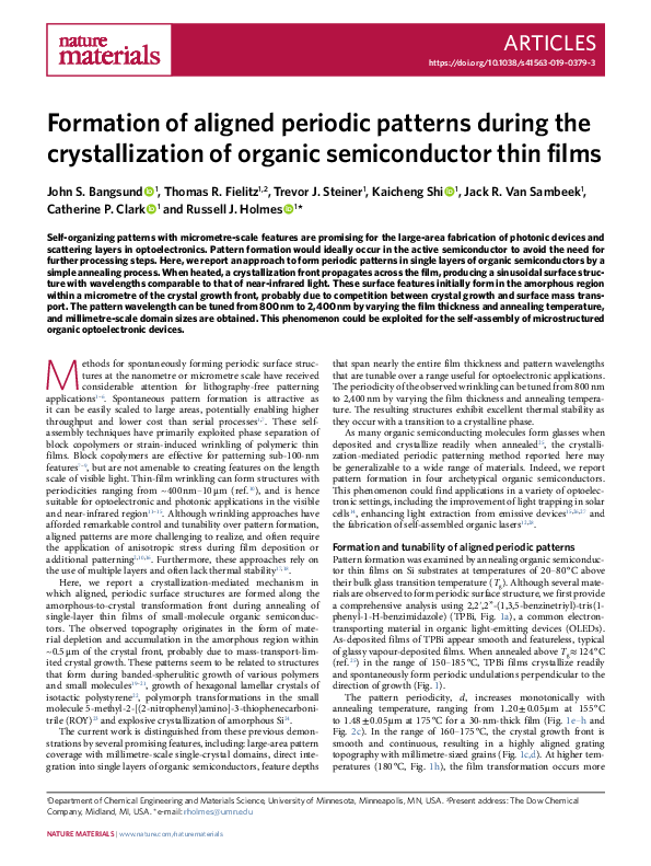 (PDF) Formation of aligned periodic patterns during the crystallization ...