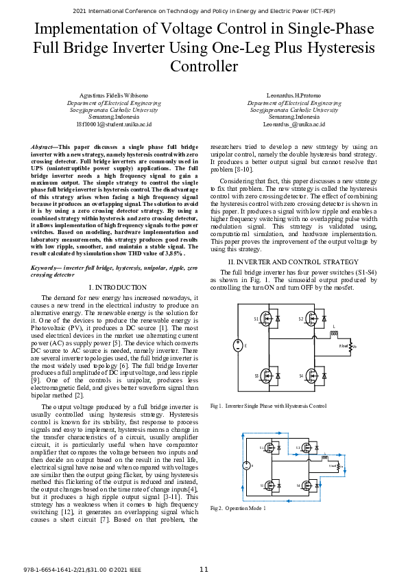 (PDF) Implementation of Voltage Control in Single-Phase Full Bridge ...