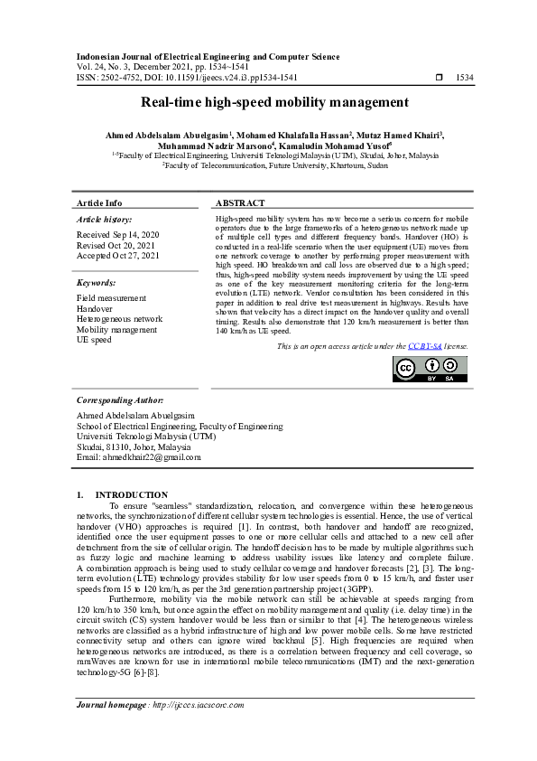 (PDF) Real-time high-speed mobility management