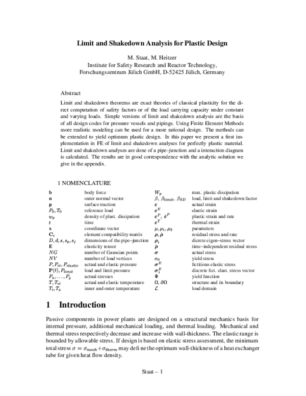 (PDF) Limit and shakedown analysis for plastic design
