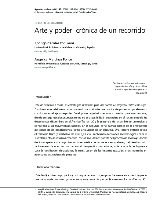(PDF) Arte y poder: crónica de un recorrido