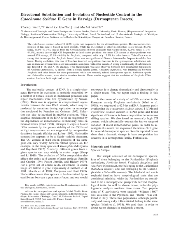 (PDF) Directional substitution and evolution of nucleotide content in ...