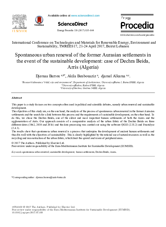 (PDF) Spontaneous urban renewal of the former Aurasian settlements in ...