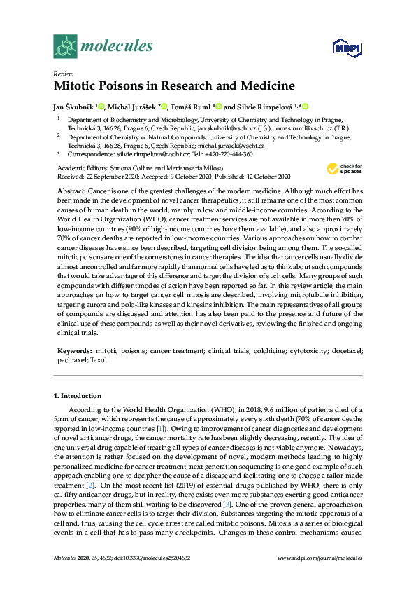 (PDF) Mitotic Poisons in Research and Medicine
