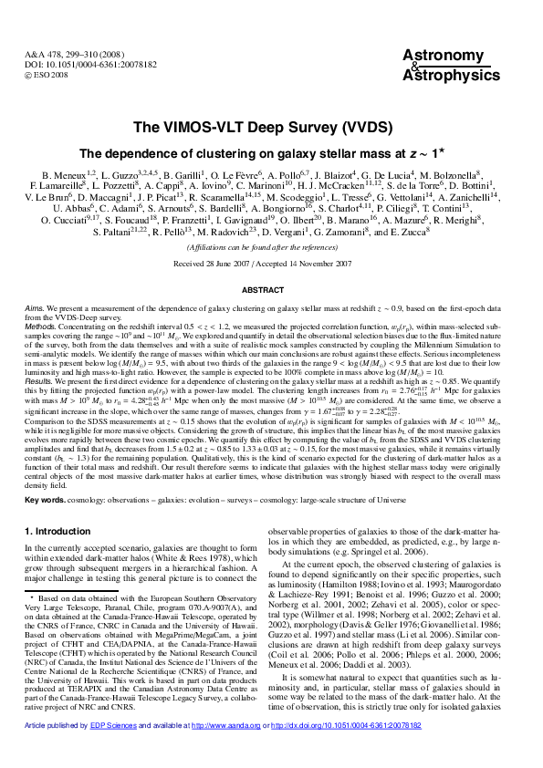 (PDF) The VIMOS-VLT Deep Survey (VVDS)