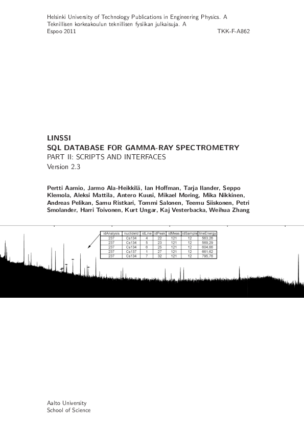 (PDF) LINSSI - SQL Database for Gamma-Ray Spectrometry, Part II ...