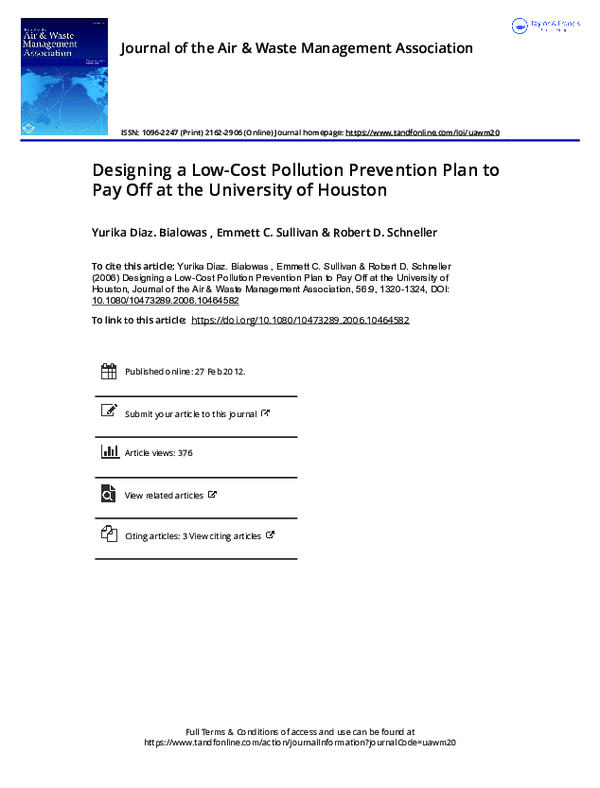 (PDF) Designing a Low-Cost Pollution Prevention Plan to Pay Off at the ...