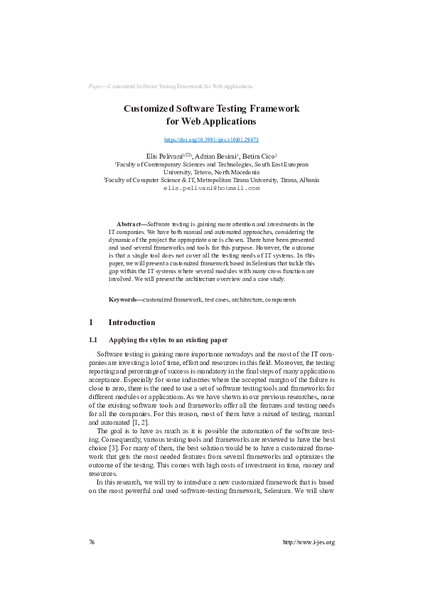 Pdf Customized Software Testing Framework For Web Applications