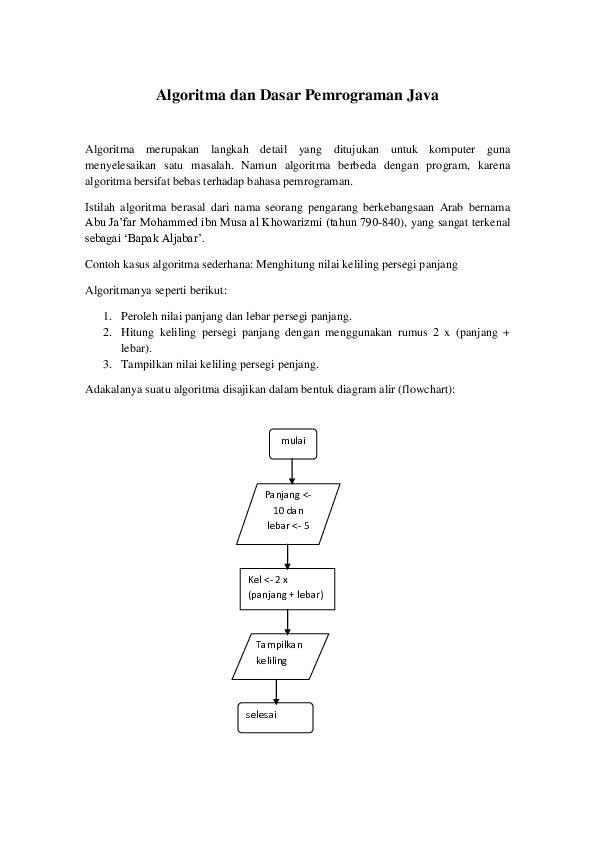 (PDF) Algoritma dan Dasar Pemrograman Java