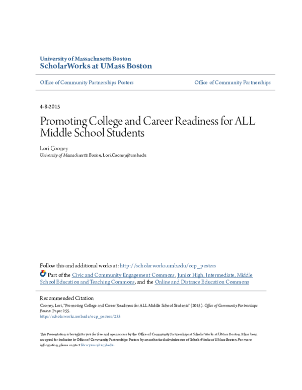 (PDF) Promoting College and Career Readiness for ALL Middle School Students