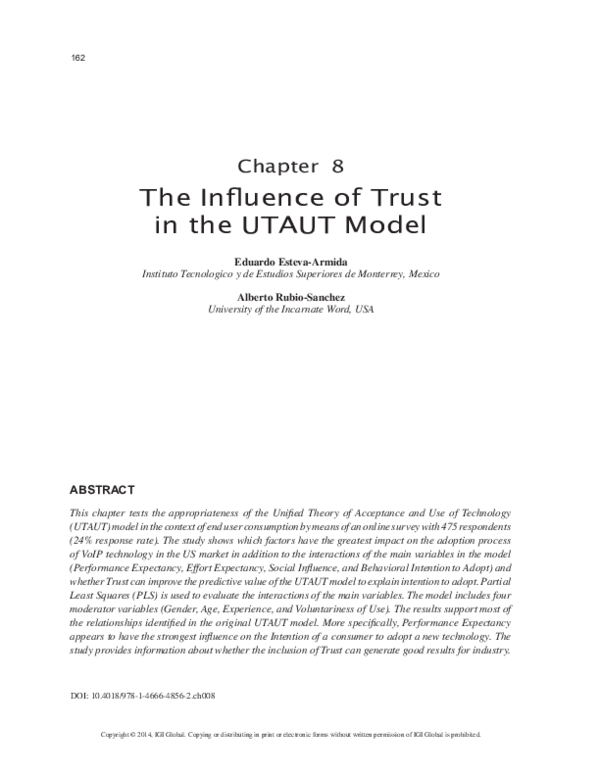 (PDF) The Influence of Trust in the UTAUT Model