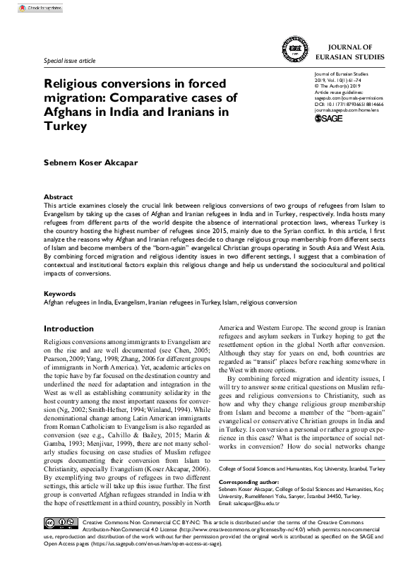 (PDF) Religious conversions in forced migration: Comparative cases of ...