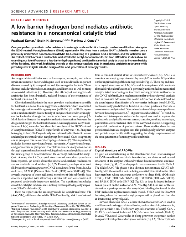 A low-barrier hydrogen bond mediates antibiotic resistance in a ...