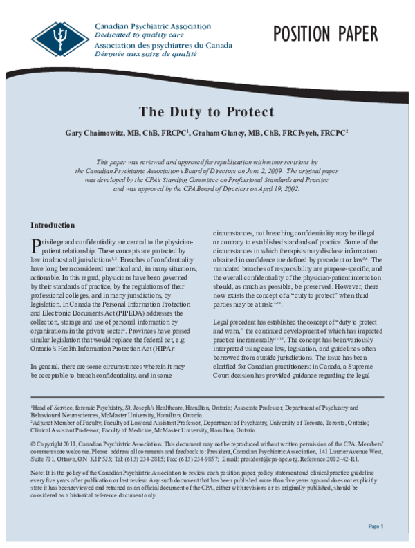 (PDF) The duty to protect