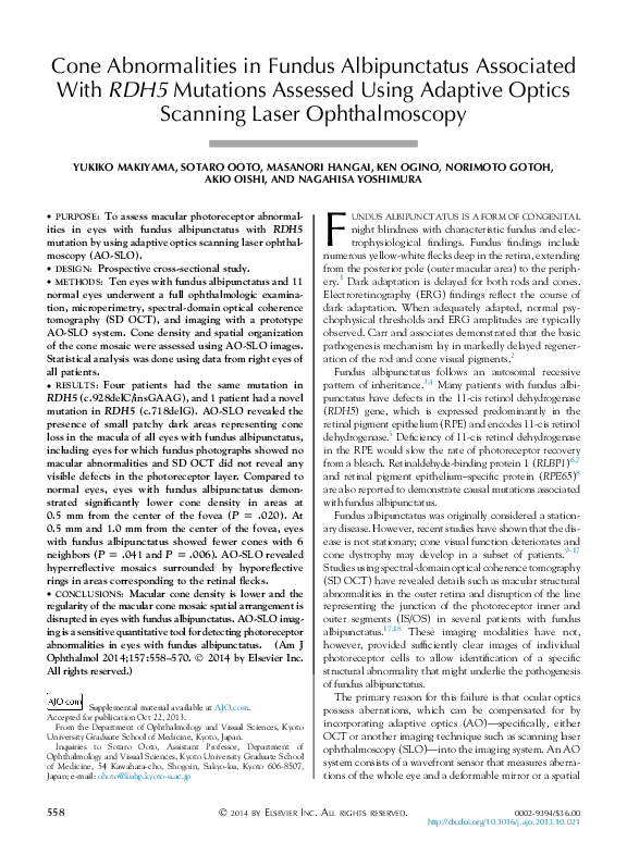(PDF) Cone Abnormalities in Fundus Albipunctatus Associated With RDH5 ...