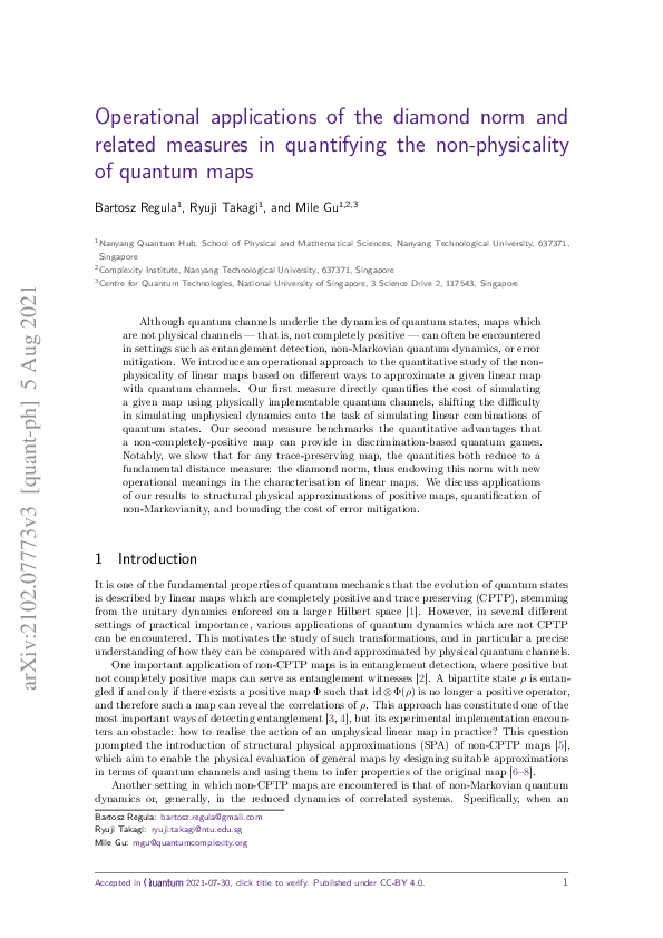 (PDF) Assessing Non-Physical Quantum Maps with Diamond Norm