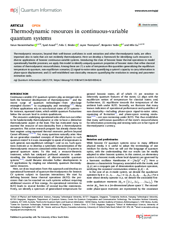 (PDF) Thermodynamic resources in continuous-variable quantum systems