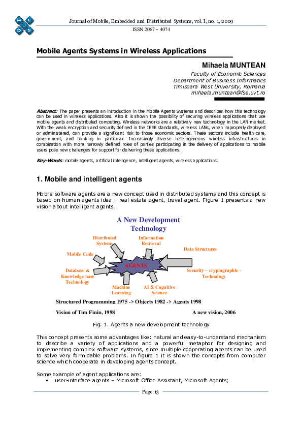 (PDF) Mobile Agents Systems in Wireless Applications