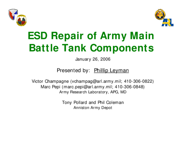 (PDF) ESD Repair of Army Main Battle Tank Components