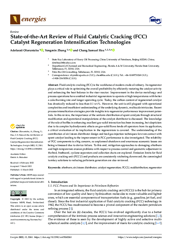 (PDF) State-of-the-Art Review of Fluid Catalytic Cracking (FCC ...