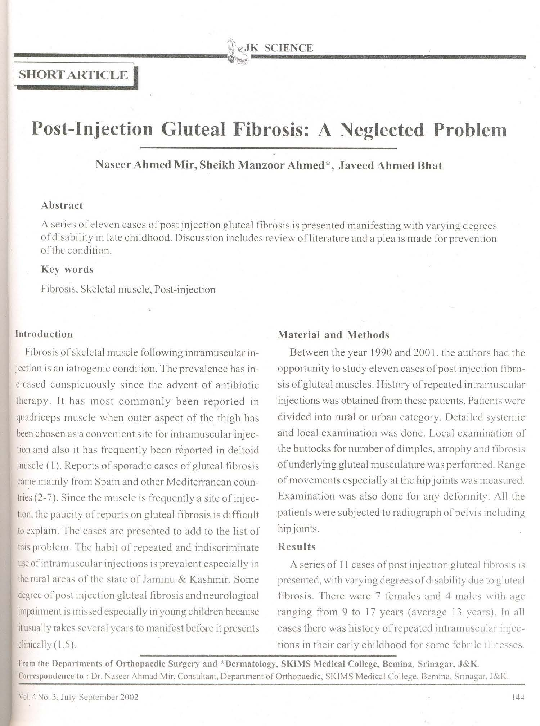 (PDF) Post-Injection Gluteal Fibrosis : A Neglected Problem