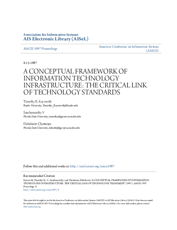 (PDF) A Conceptual Framework of Information Technology Infrastructure ...