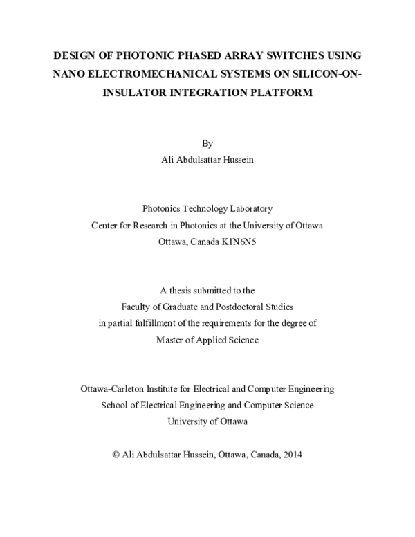 (PDF) Design of Photonic Phased Array Switches Using Nano Electromechanical Systems on Silicon ...
