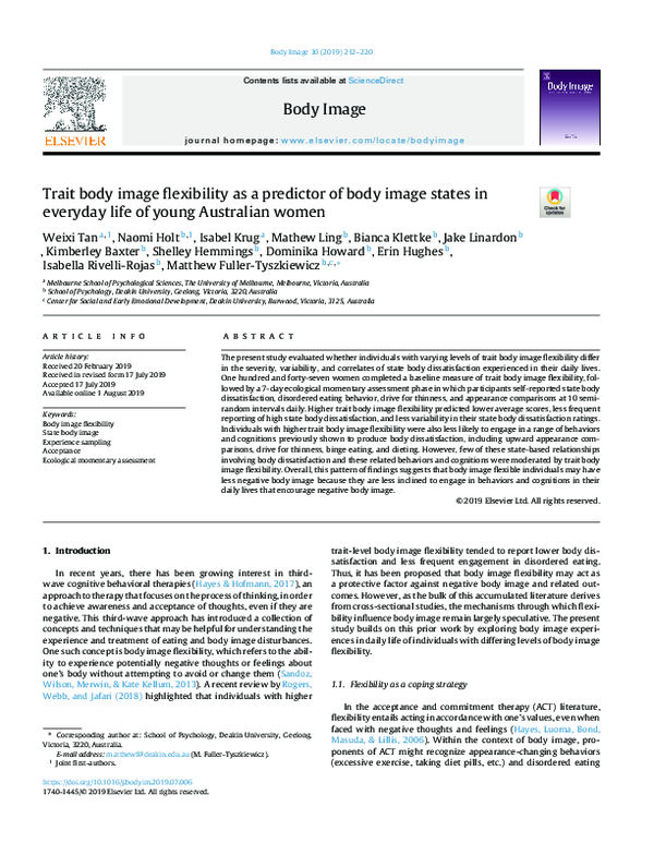 (PDF) Trait body image flexibility as a predictor of body image states ...