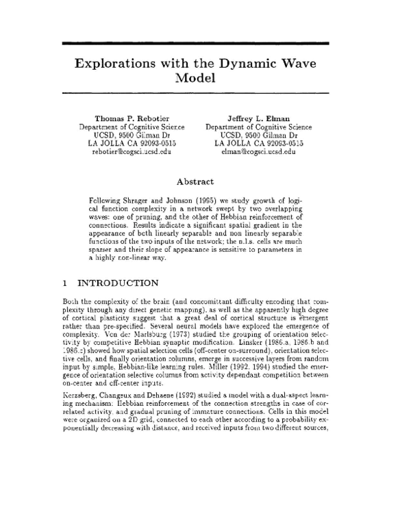 (PDF) Explorations with the Dynamic Wave Model