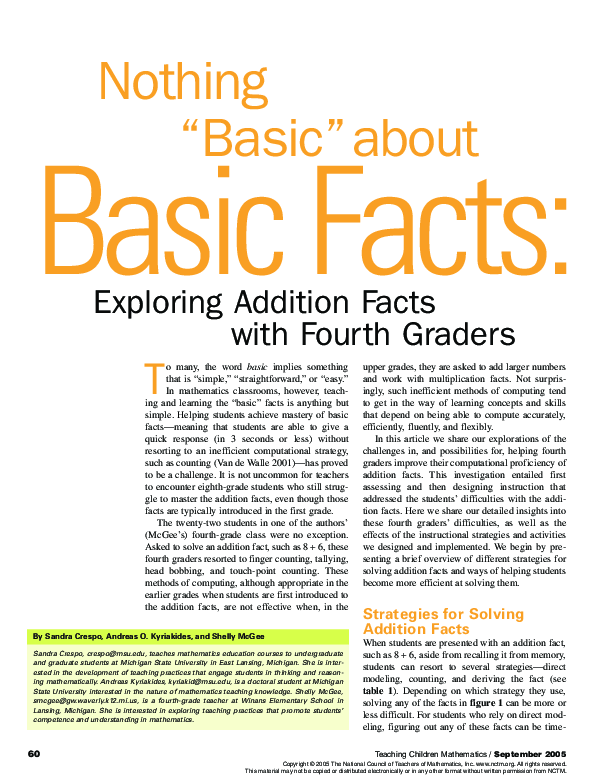 (PDF) Basic Facts: Nothing "Basic"about