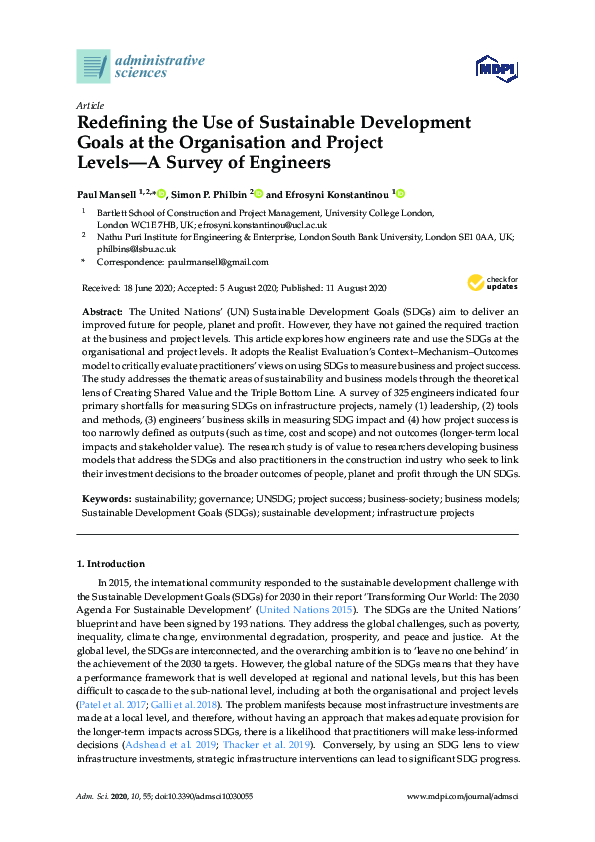 (PDF) Redefining the Use of Sustainable Development Goals at the ...