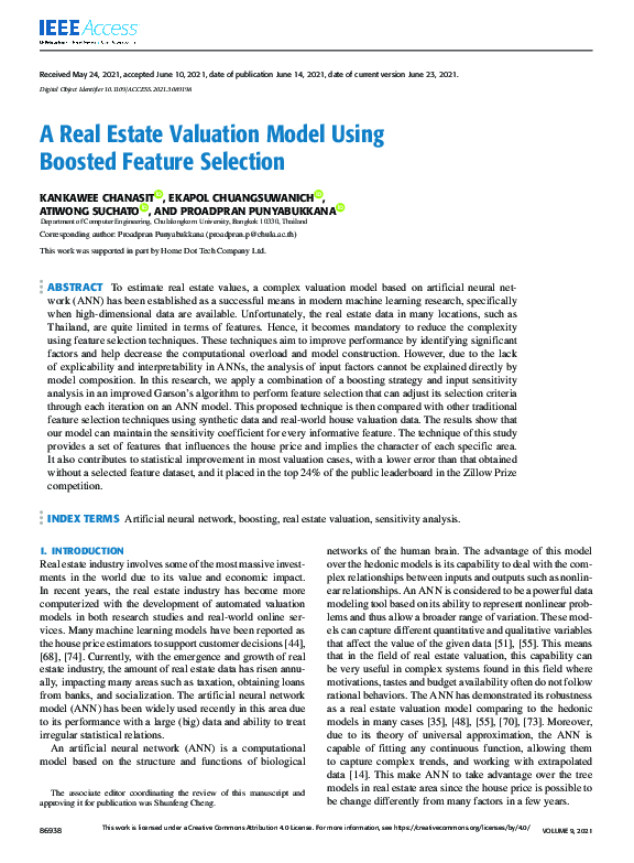 (PDF) A Real Estate Valuation Model Using Boosted Feature Selection