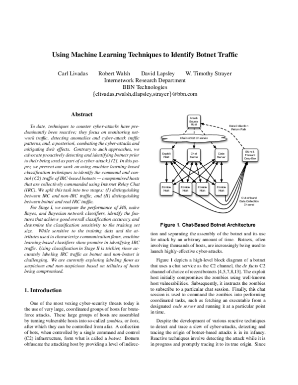 (PDF) Usilng Machine Learning Technliques to Identify Botnet Traffic