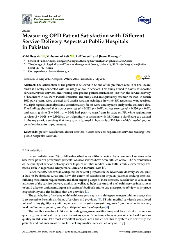 (PDF) Measuring OPD Patient Satisfaction with Different Service ...