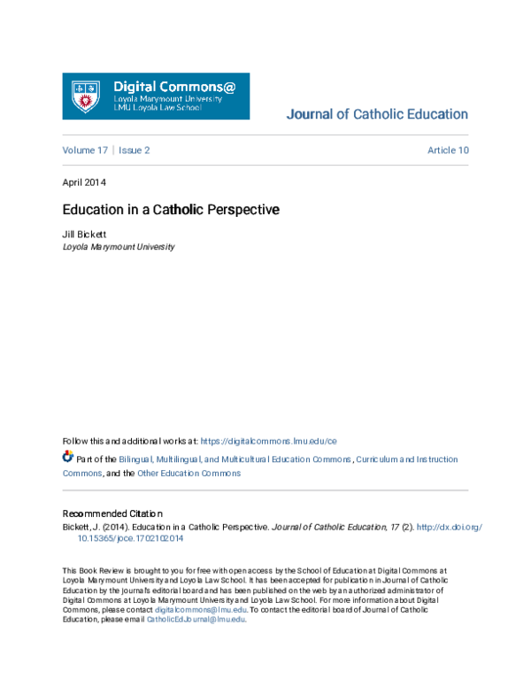 (PDF) Education in a Catholic Perspective