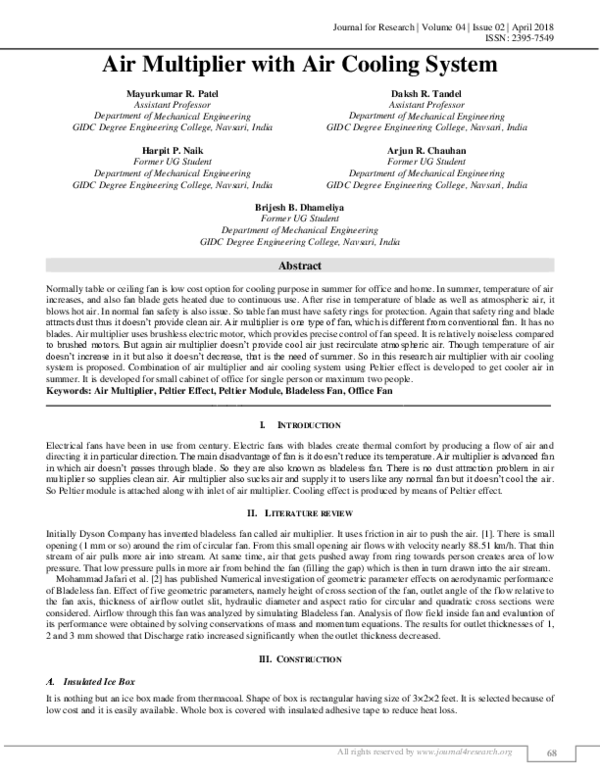 (PDF) Air Multiplier with Air Cooling System