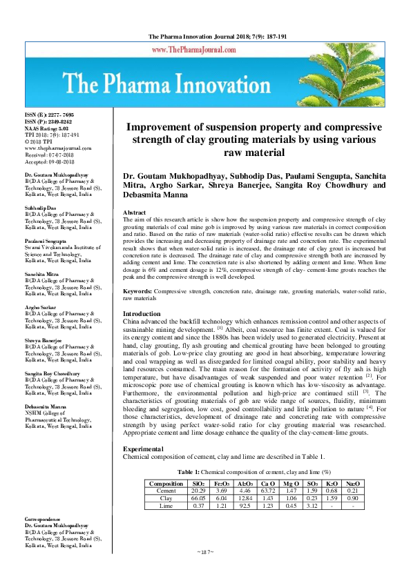 (PDF) Improvement of suspension property and compressive strength of ...