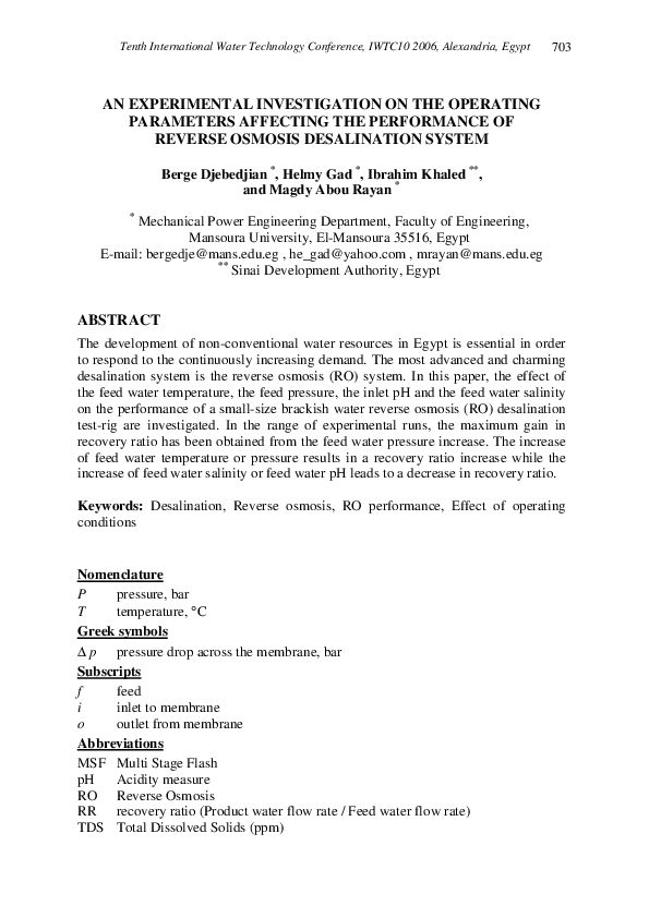 (PDF) An Experimental Investigation on the Operating Parameters ...