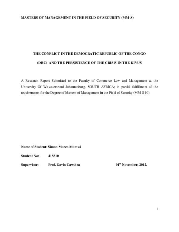 (PDF) The conflict in the Democratic Republic of Congo (DRC) and the ...