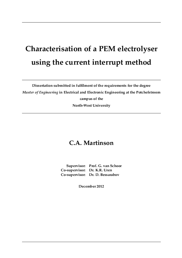 (PDF) Characterisation of a PEM electrolyser using the current ...