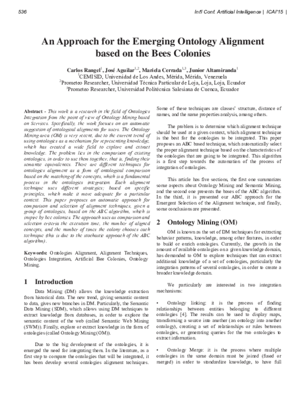 (PDF) An Approach for the Emerging Ontology Alignment based on the Bees Colonies