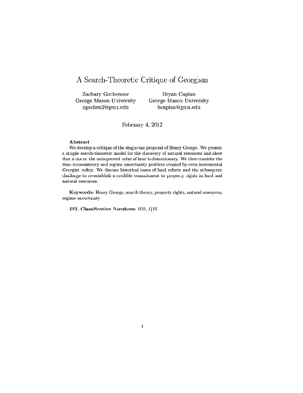 (PDF) A Search-Theoretic Critique of Georgism